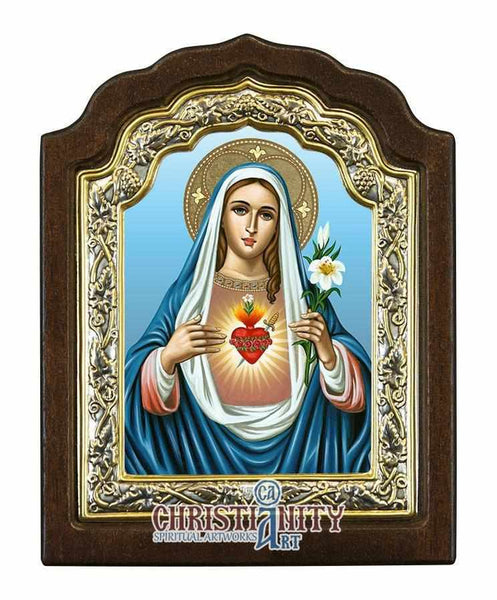 immaculate-heart-of-virgin-mary-silver-icon-c-series-orthodox-religious ...