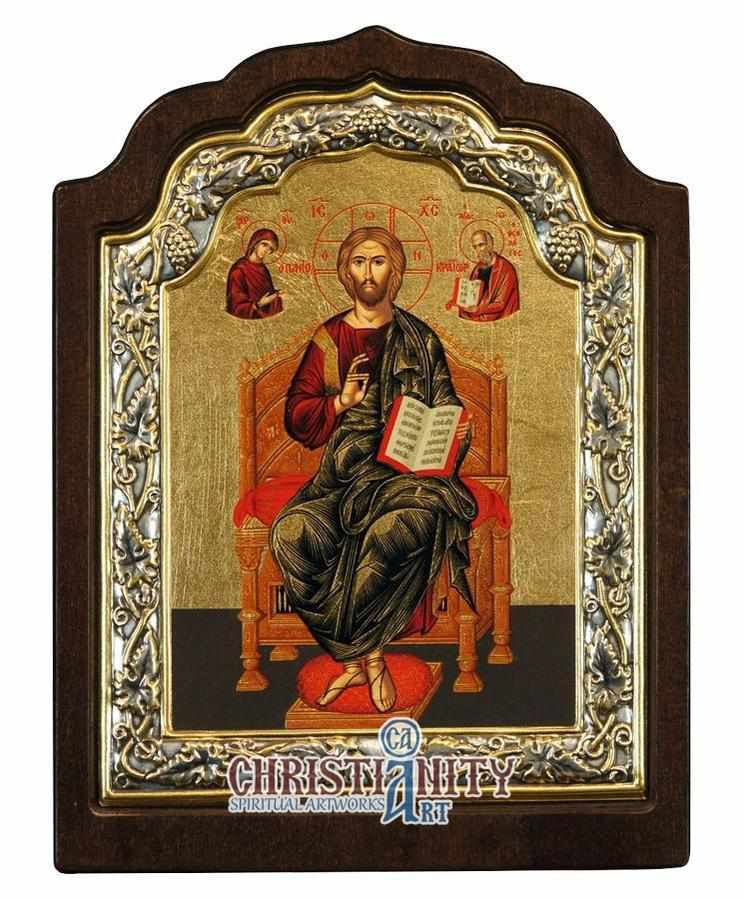 Jesus Christ Εnthroned - Silver icon on wood, locally gold plated - Mo ...