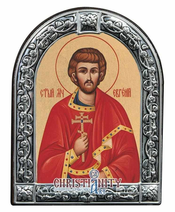 Saint Eugenios - Metallic icon on wood locally gold plated - Mount Ath ...