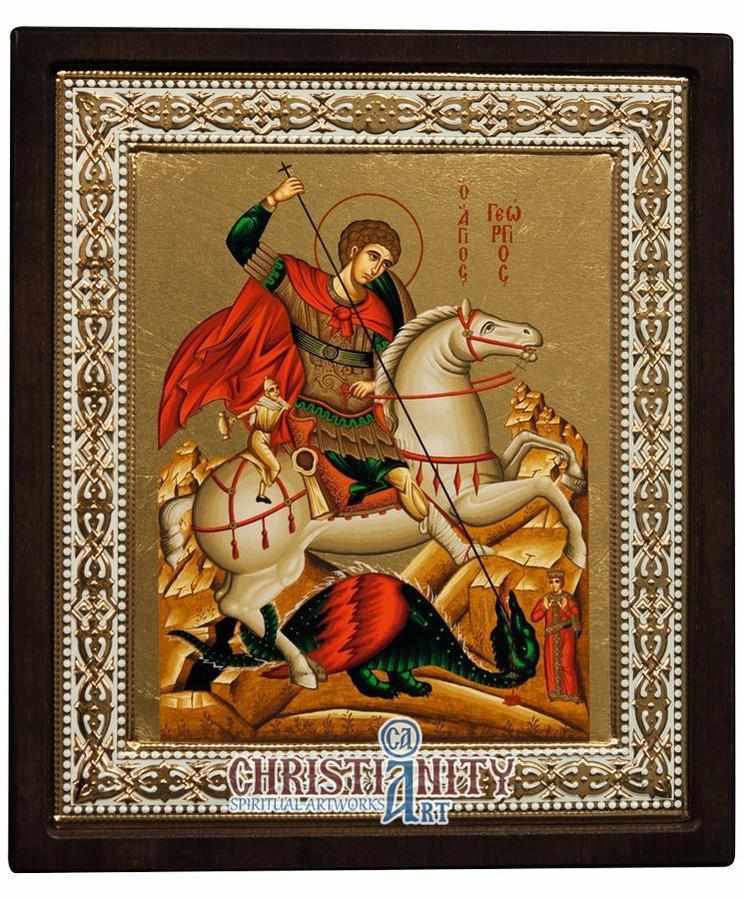 Saint George - Metallic icon on wood locally gold plated - Mount Athos ...