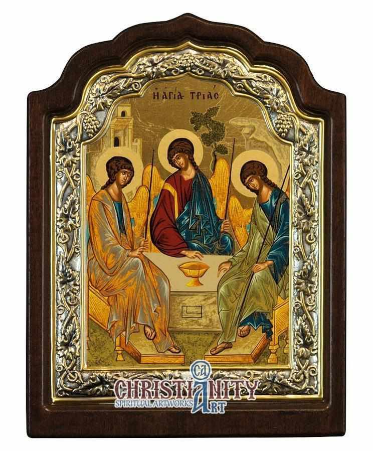 The Holy Trinity - Silver icon on wood, locally gold plated - Mount At ...