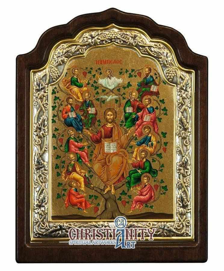 The Vine tree - Silver icon on wood, locally gold plated - Mount Athos ...