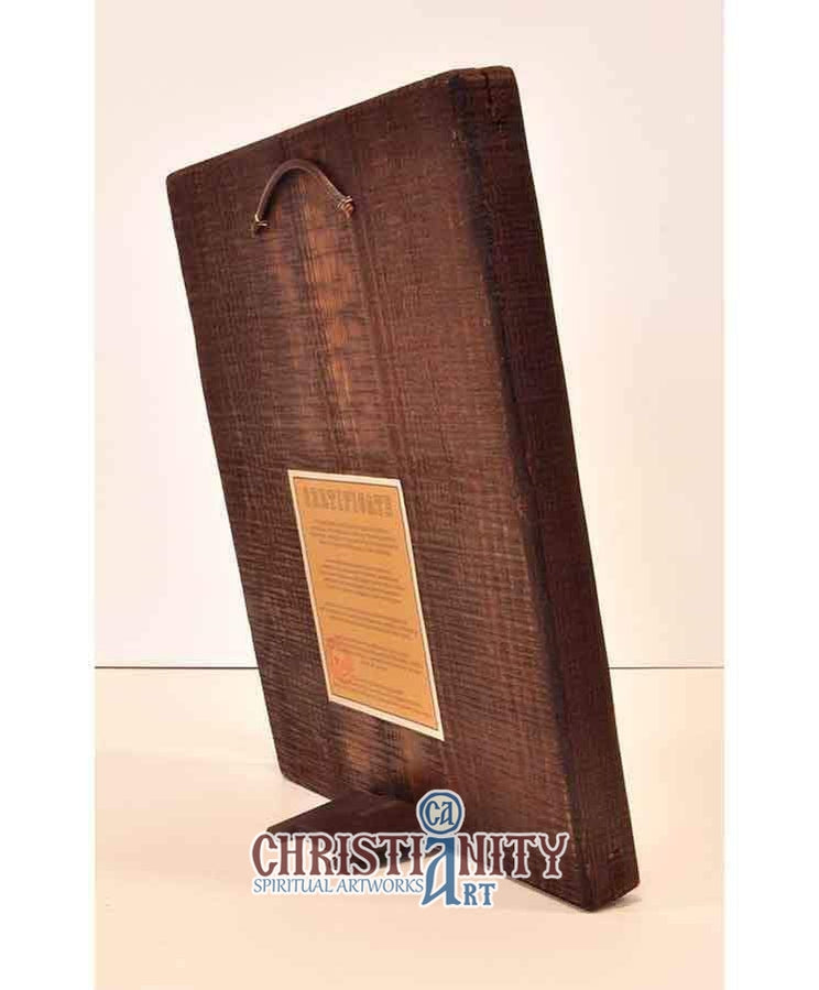 Virgin Mary Praying - Aged wooden icon in canvas with gold background ...